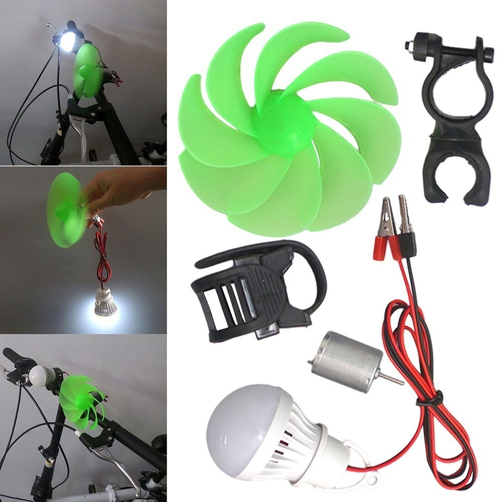 Mini Wind Turbine Motor Blade W/Bulb DIY Kit Power Alternative Energy ...