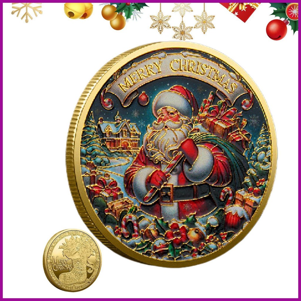 Christmas Collectible Coin Santa Claus Pattern Collection Coin ...