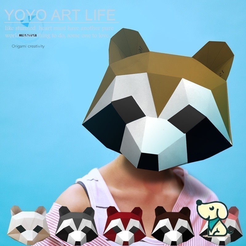Godz Paper Model Show Full Face Props Creative Little Raccoon Headgear ...