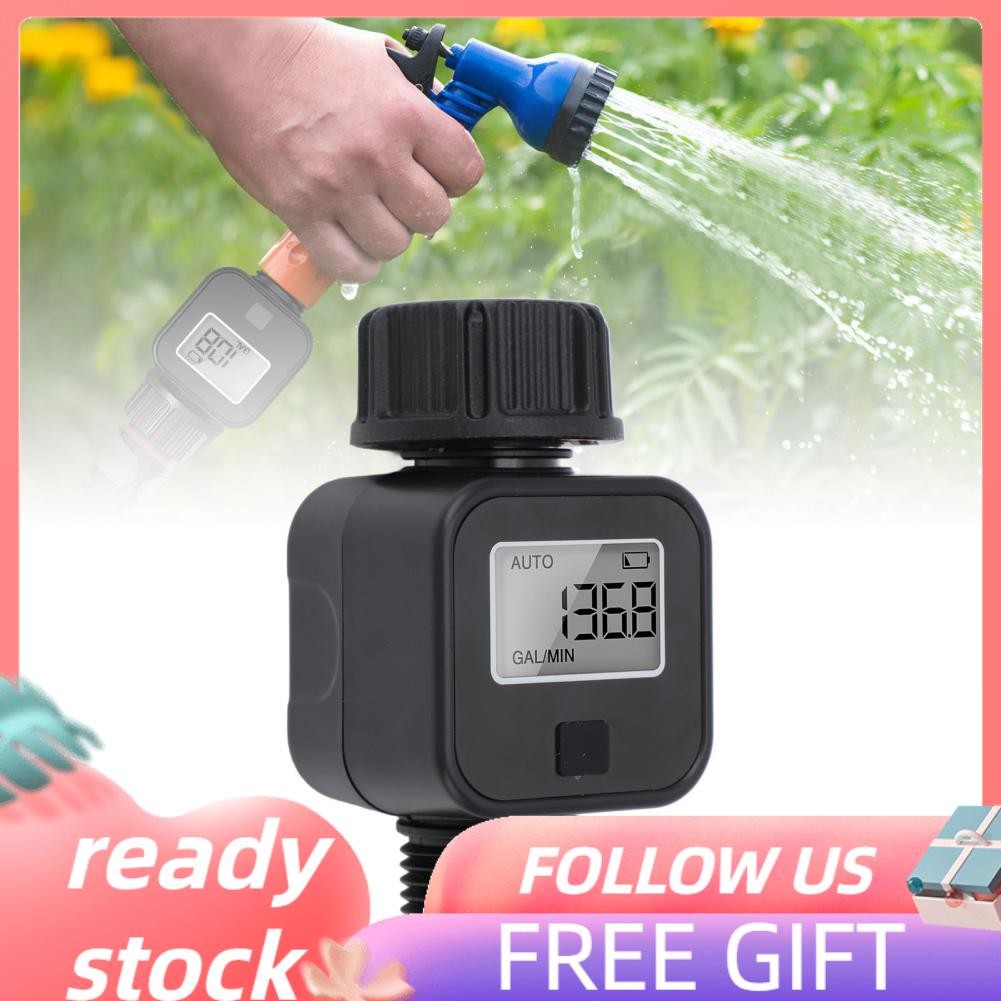 Hanhan1 3/4 Inch Thread Water Flow Meter LCD Display Measure Gallon ...