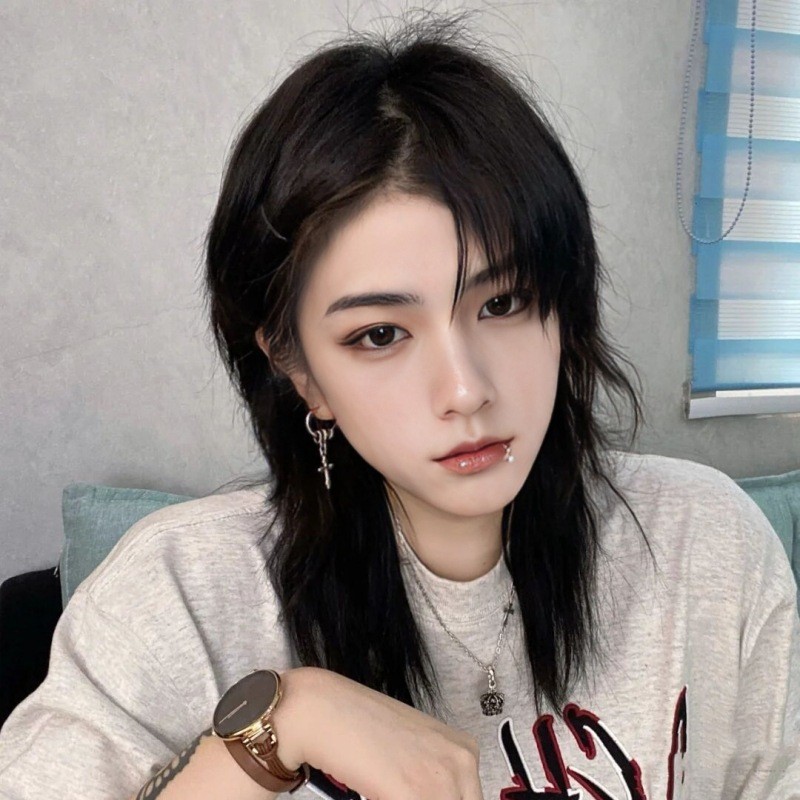 Wolftail Mullet Head Wig, Male and Female One-piece Samurai Head Can Be ...