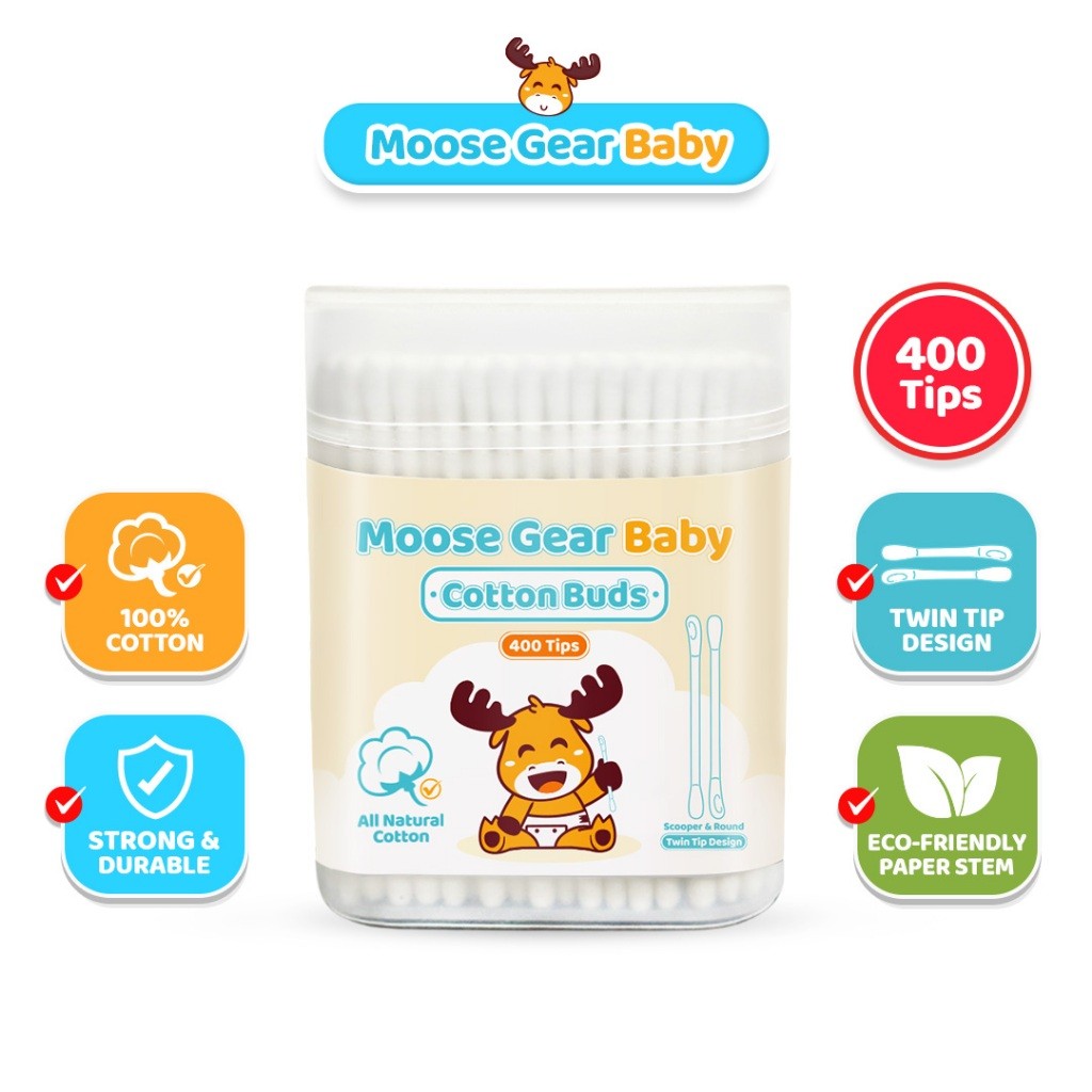 Moose Gear Baby Cotton Buds Scooper/Spiral Round 400 Tips 200pcs Tiny ...