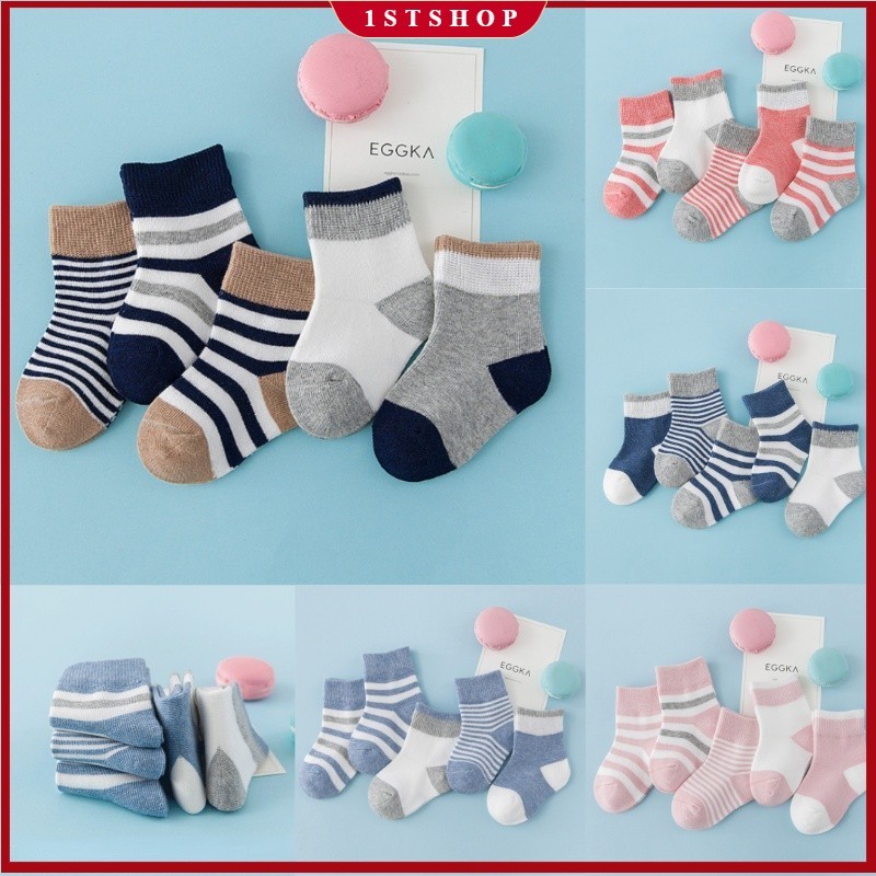 5 Pairs/set Cotton Baby Socks Kids Boy Girls Socks Cute Fashion Stripe ...