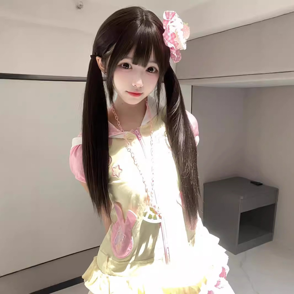 Vitality Girl Wig Shao Luo Same Style Long Hair Black All Bangs Realistic Scalp Sweet lolita ...