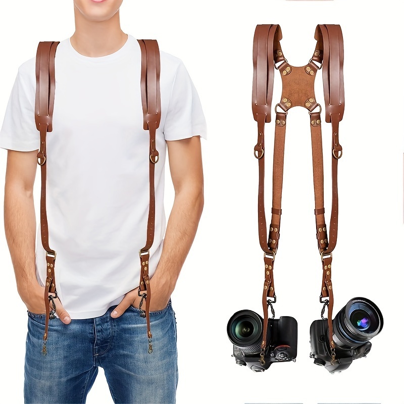 Leather Dual Camera Shoulder Strap, Professional Photographer ...