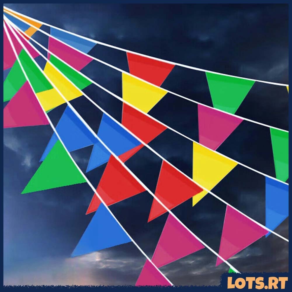 100 Meters 150pcs Triangle Flags Colorful Fiesta Flag Rainbow Pennant ...