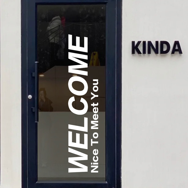 WELCOME Glass Sliding Door Anti-collision Sticker Clothing Milk Tea ...