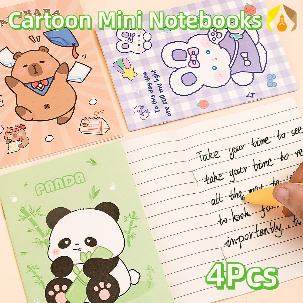4Pcs Cute Compact Size Study Office Stationery Notebook Mini Practical ...