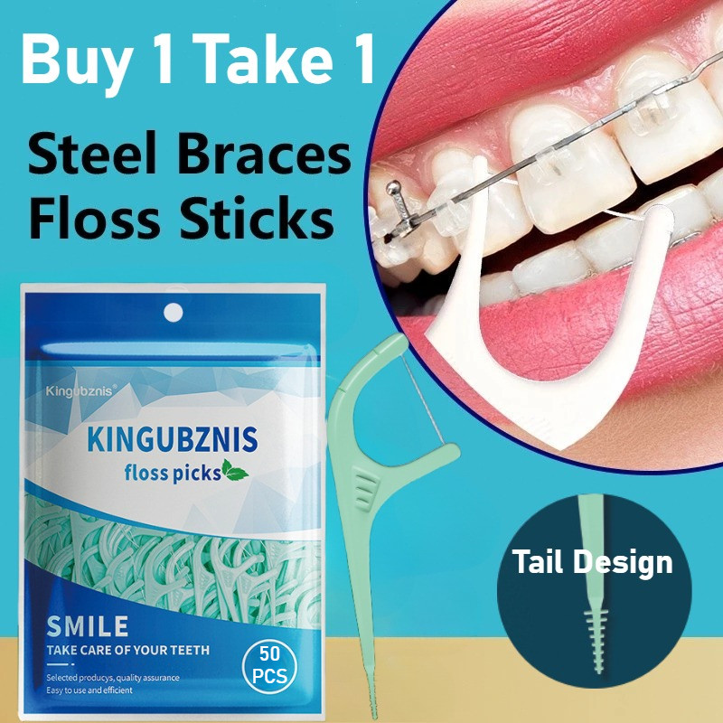 【Buy 1 Take 1】Orthodontic Floss Stick Braces Dental Floss Stick Teeth ...