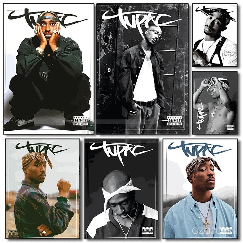 Famous Rapper Posters Tupac Shakur Rap Prints Canvas Painting Wall Art ...
