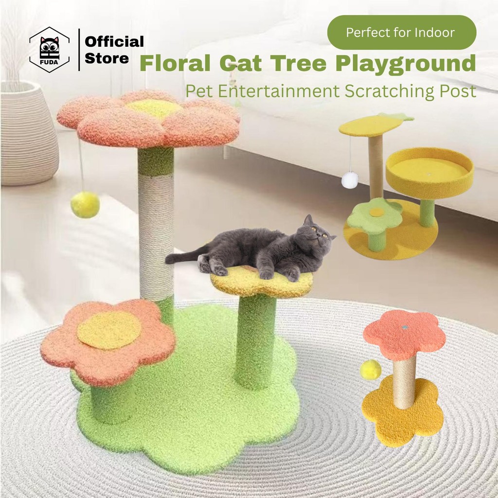 Multipurpose Cat Scratching Post Flower Fruit Design Scratcher Bed ...