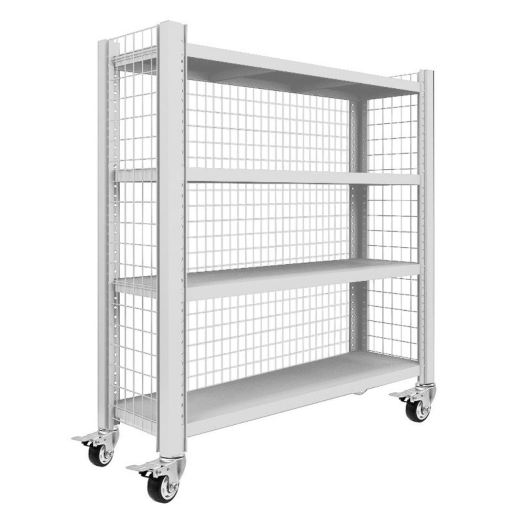 Wheeled Grid Shelves Heavy Duty Warehouse Movable Material Cart Storage ...