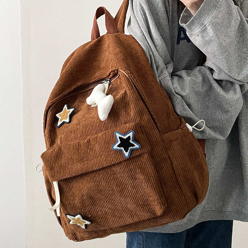 Preppy Style Cute Soft Girl Corduroy Backpack Female Fresh Daily ...