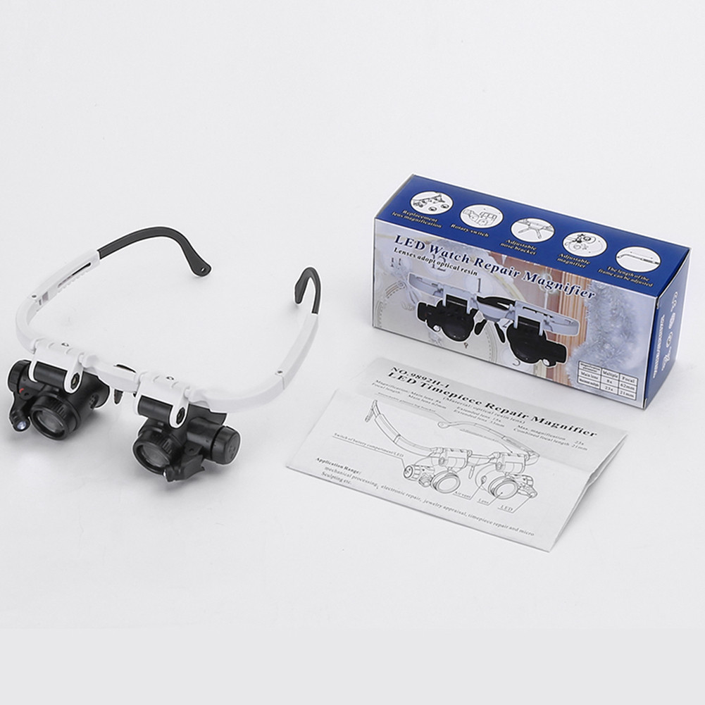 LED Magnifier Glass Loupes 8X/15X/23X Lens Reading Repair Magnifying ...