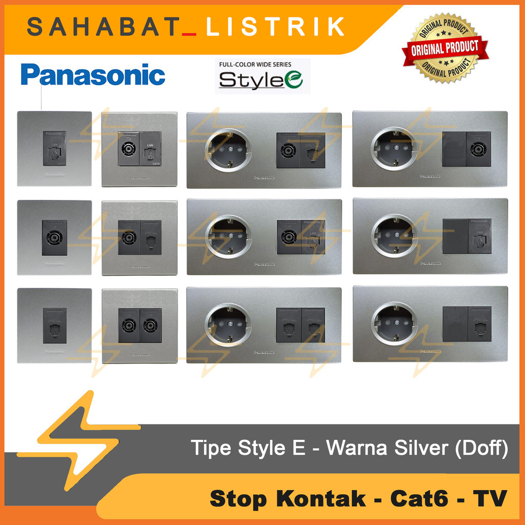 PANASONIC STYLE E SILVER ENGLISH SWITCH SERIES PLUG/ TV/ TELP/ CAT6 ...