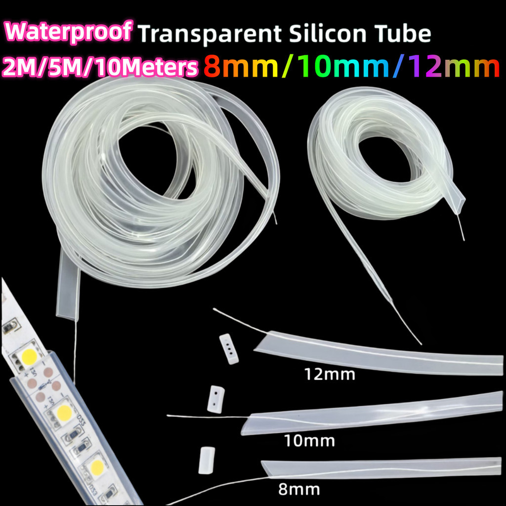 2m/5m/10Meters 8MM/10MM/12MM Silicone Tube Waterproof IP67 for SMD5050 ...