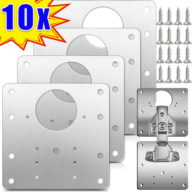 Stainless Steel 8 Holes Hinge Repair Plates / Wardrobe Cabinet Door ...