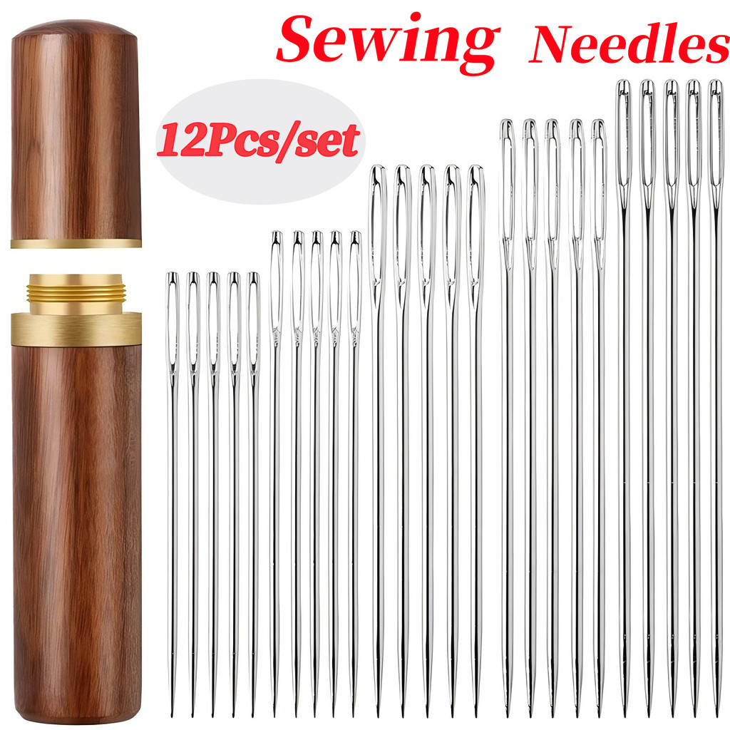 12Pcs Side Hole Blind Sewing Needles / Stainless Steel Elderly Needles ...