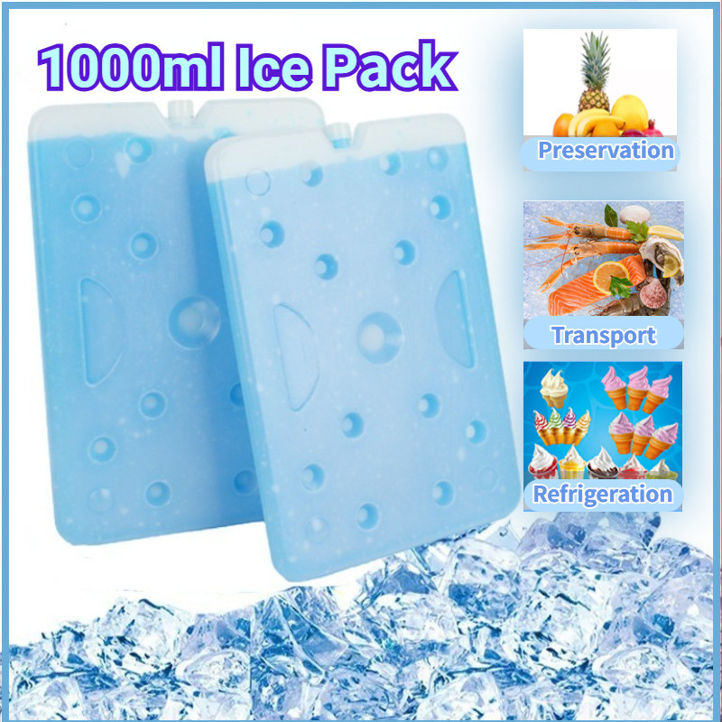 1000ML Ice Gel Block Ice Pack Reusable Ice Brick Storage Cooler Bag ...
