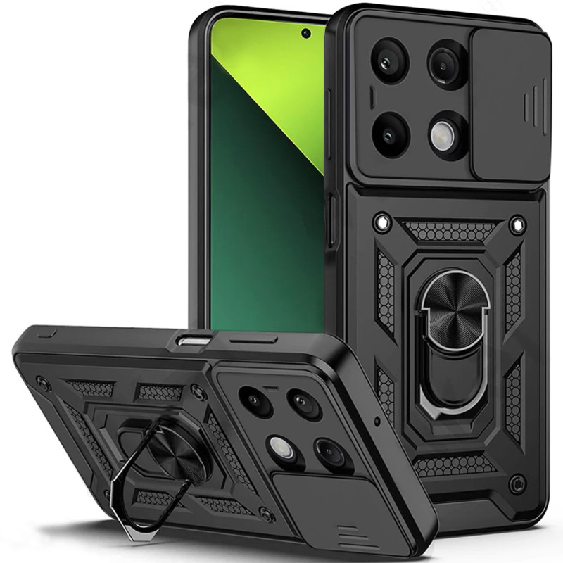 Shockproof Heavy Hard Case with Metal Stand for Redmi Note 14 Pro Note ...