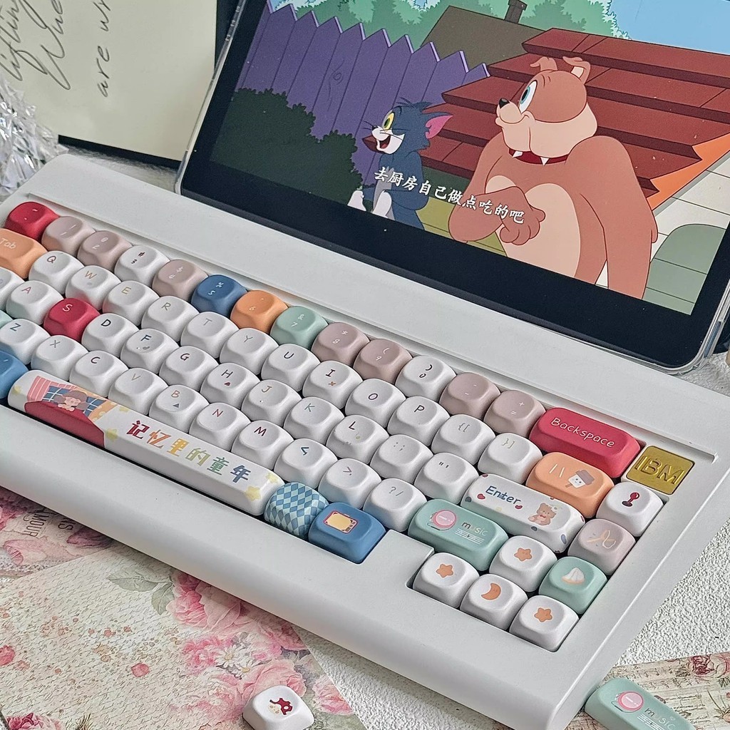 Retro World Keycap Cherry/MOA Profile 120 Keys PBT Five-sided Dye ...