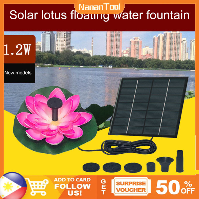 hot Solar Water Fountain With Lotus Leaf Solar With 6 Different Nozzles ...