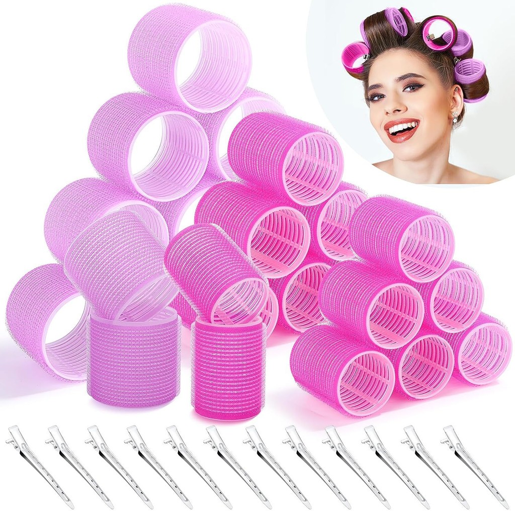 24pcs Self Grip Hair Rollers No Heat Hair Curlers Heatless Curls Hair ...