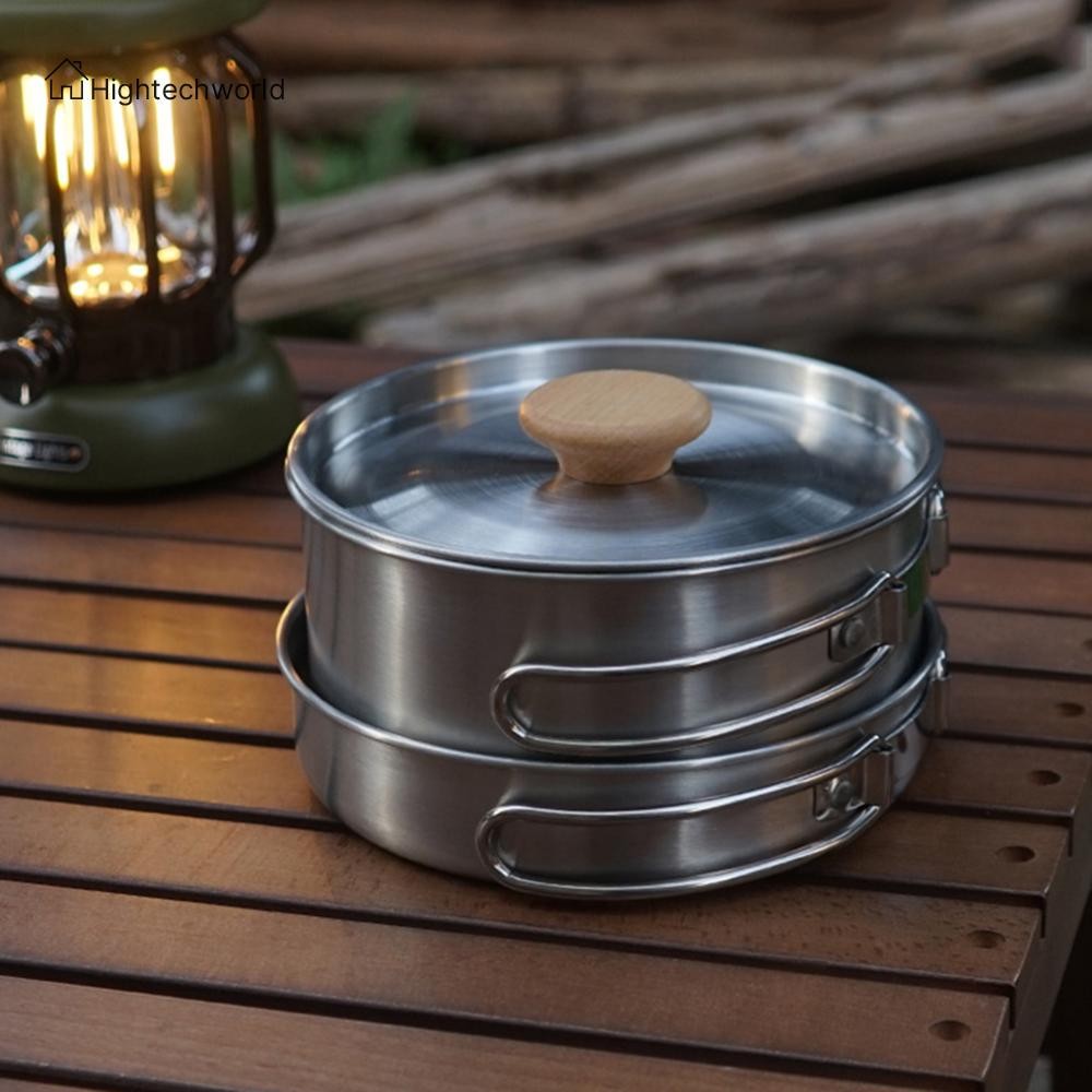 EY# Camping Pot Set Portable Camping Pan Stainless Steel Outdoor Hiking ...