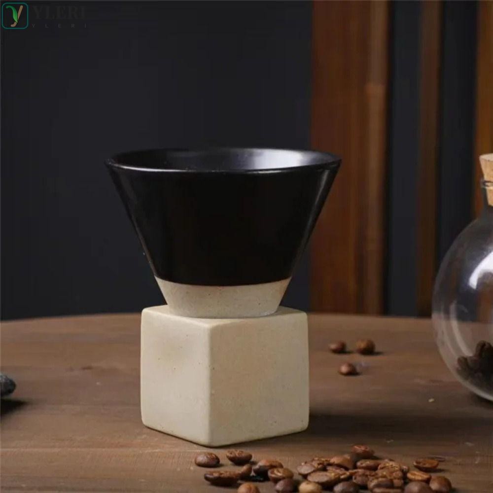 YLERI Ceramic Coffee Mugs, Vintage Triangular Cone Shape Porcelain-Cup ...