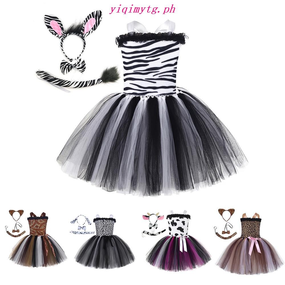 Girls Halloween Animal Cosplay Costumes Children Zoo Party Zebra ...