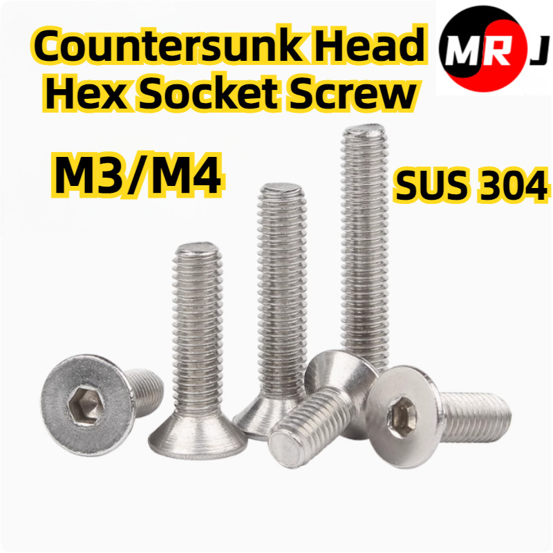 [MRJ] 304 Stainless Steel Countersunk Head Hexagon Socket Screw Flat ...