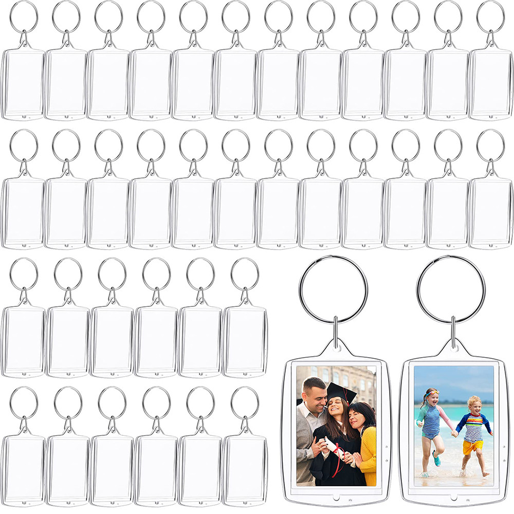 Acrylic Photo Frame Key Chains - Clear Blank Insert Picture Keyring ...