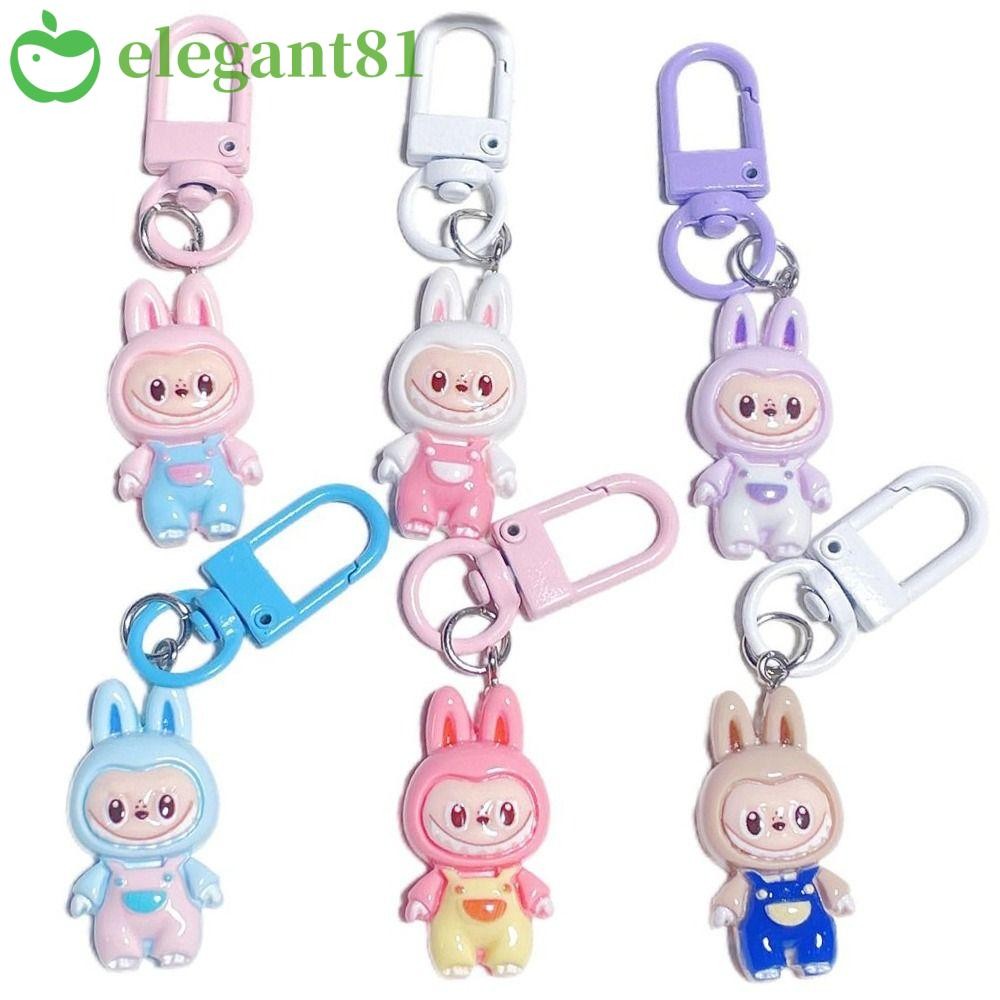 ELEGANT81 Labubu Doll Keychain, Kawaii Cartoon Labubu Pendant Keyring ...