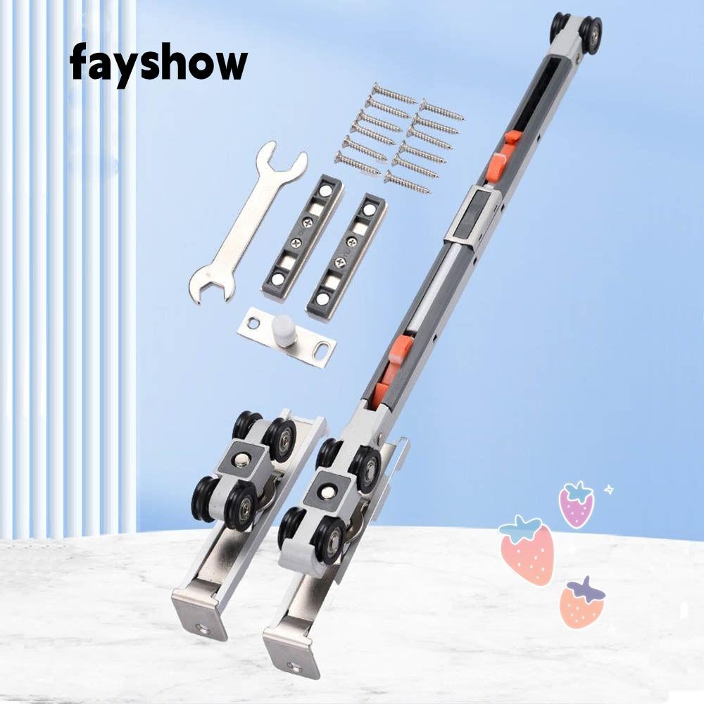 FAYSHOW2 Sliding Door Wheel, Metal Buffer Rail Track Full Set ...