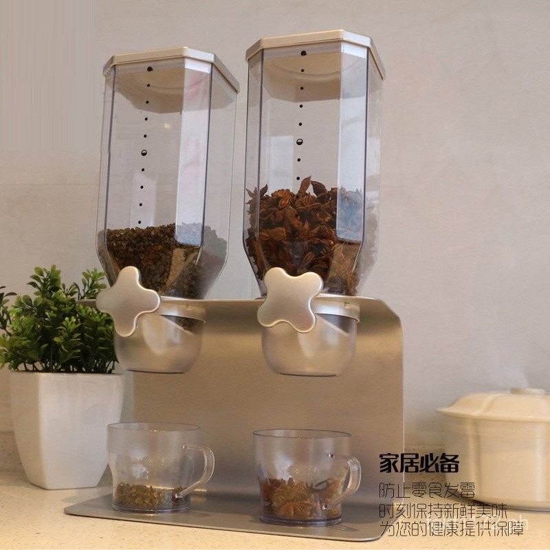 Cereal Dispenser Storage Jar Double-Headed Cheerios Buffet Snack Jar ...