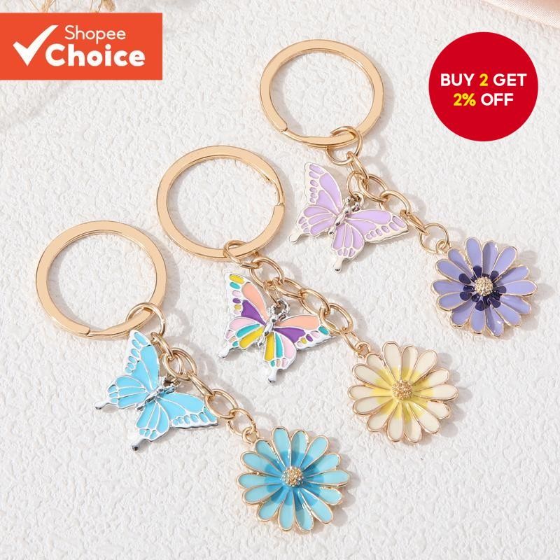Pretty Flower Butterfly Key chains For Friend Gift Handmade Jewelry ...