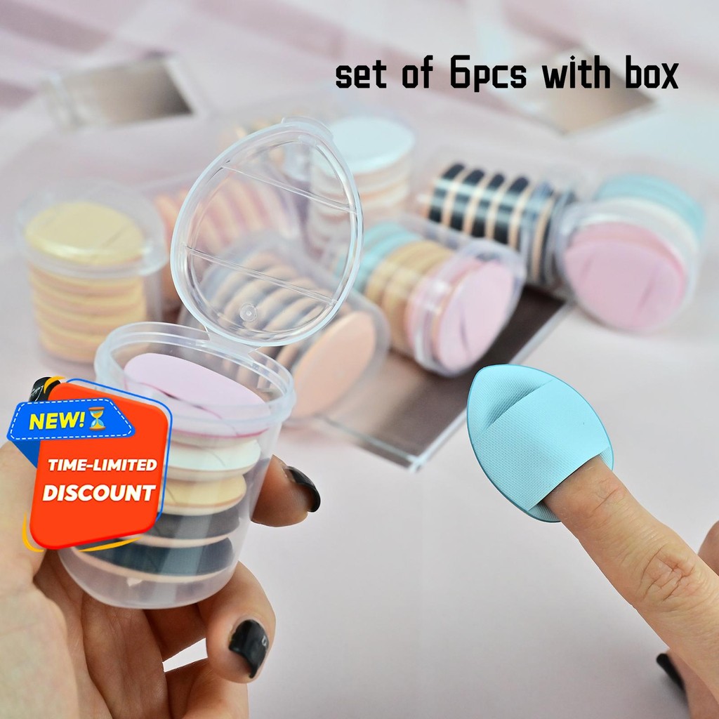 6-Piece Mini Powder Puff With Box, Travel-Friendly Finger Powder Puff ...