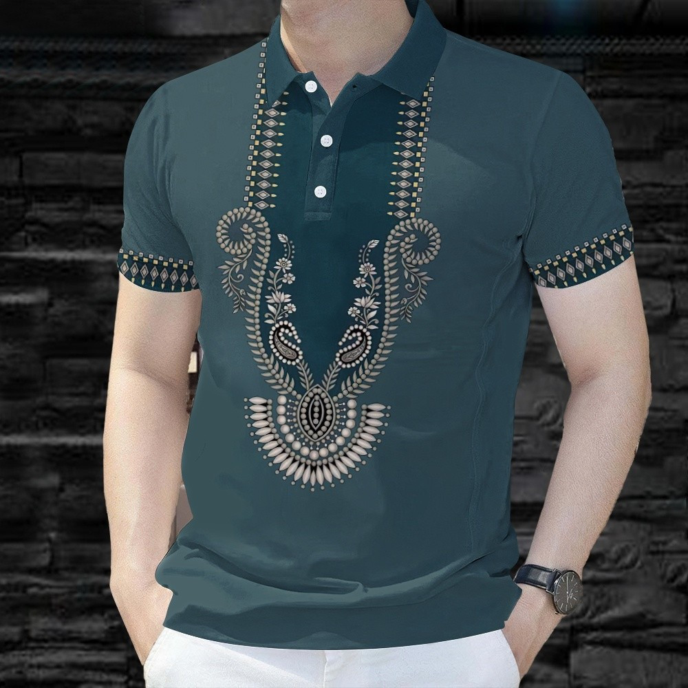 2025 Summer ASEAN Bohemian Retro Ethnic Men's Polo Shirt Formal Casual ...