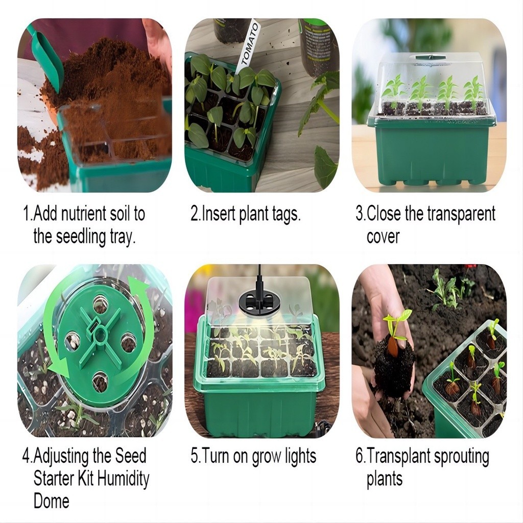 12 Hole Round Top Garden Plant Seedling Pot with Ventilated and ...