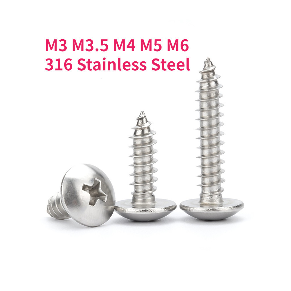 M3 M3.5 M4 M5 M6 316 Stainless Steel Cross Recessed Truss Head Self Tapping Screw Phillips ...