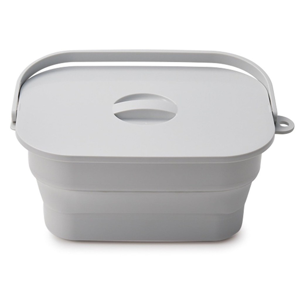 Isetou Foldable dipping bucket, gray, 7L, with washing board, folded ...