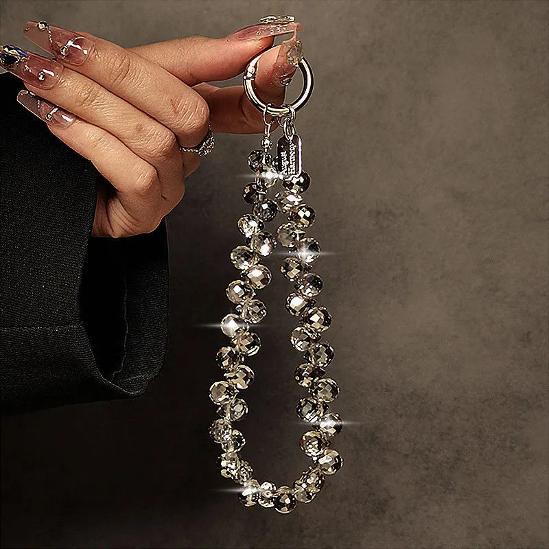 Luxury High-End Crystal Bead Bracelet Wrist Short Lanyard with Clip ...