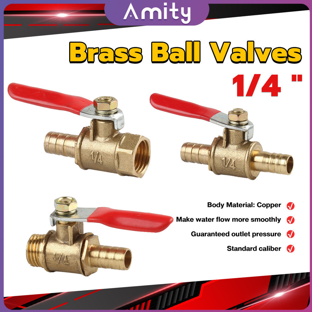 Amity Brass Ball Valves 1/4" Male Female Thread Copper Fitting Water ...