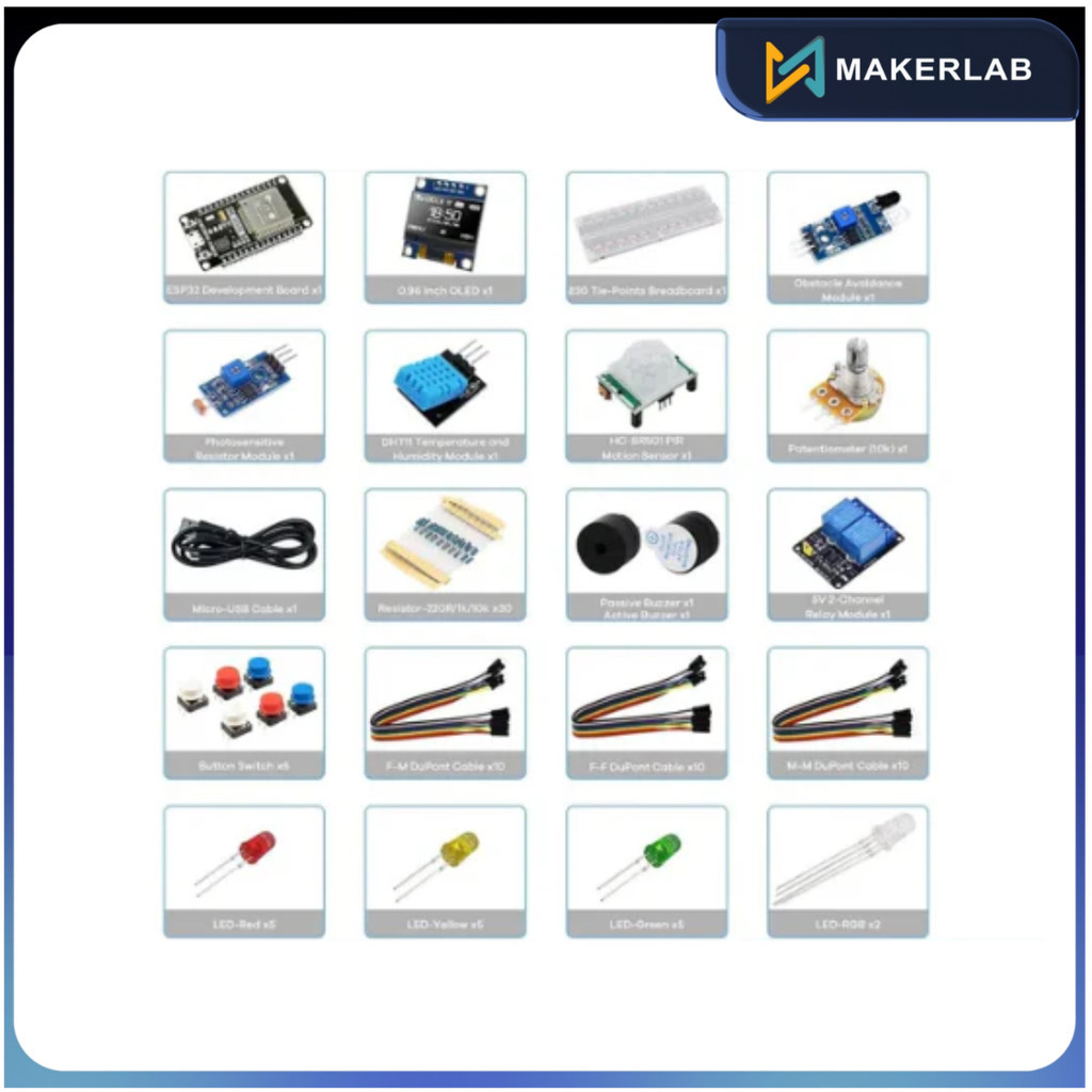 Makerlab Esp32 Basic Starter Kit Wifi Iot Development Learning Kit With Pdf Projects And Code