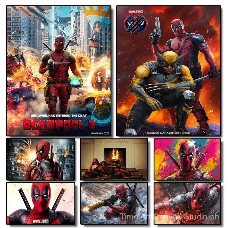 MINISO Marvel Superhero Wall Art Poster Deadpool Wolverine HD Canvas ...
