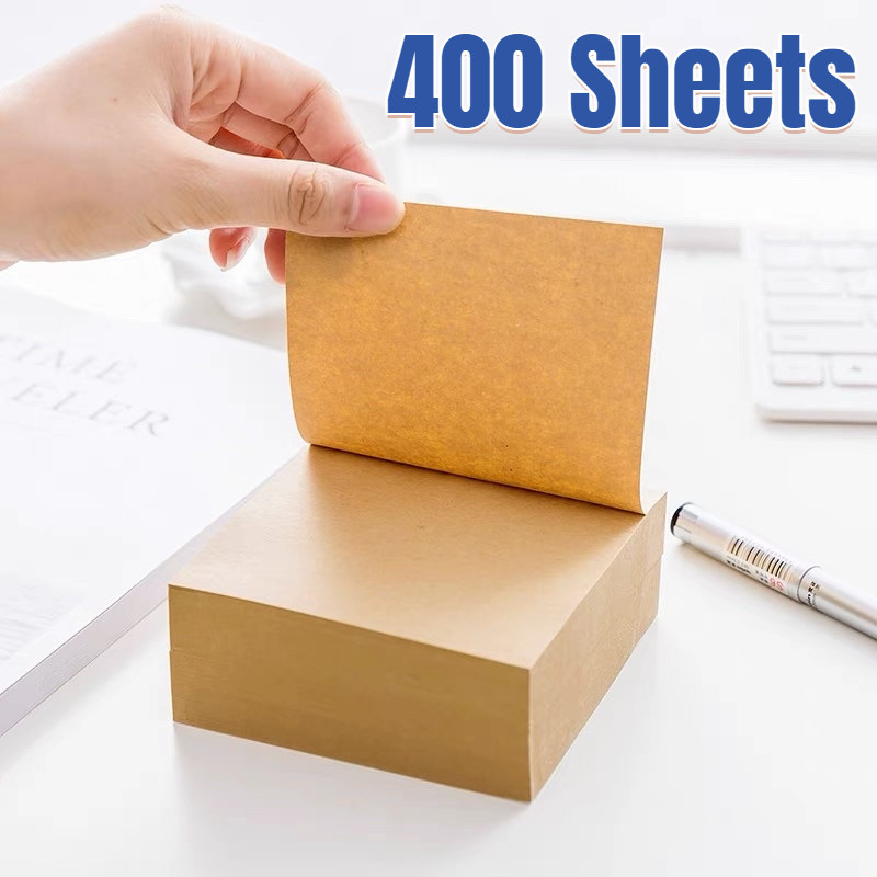 400 Sheet Brown Paper Super Thick Sticky Notes Self-Stick Cube Memo ...