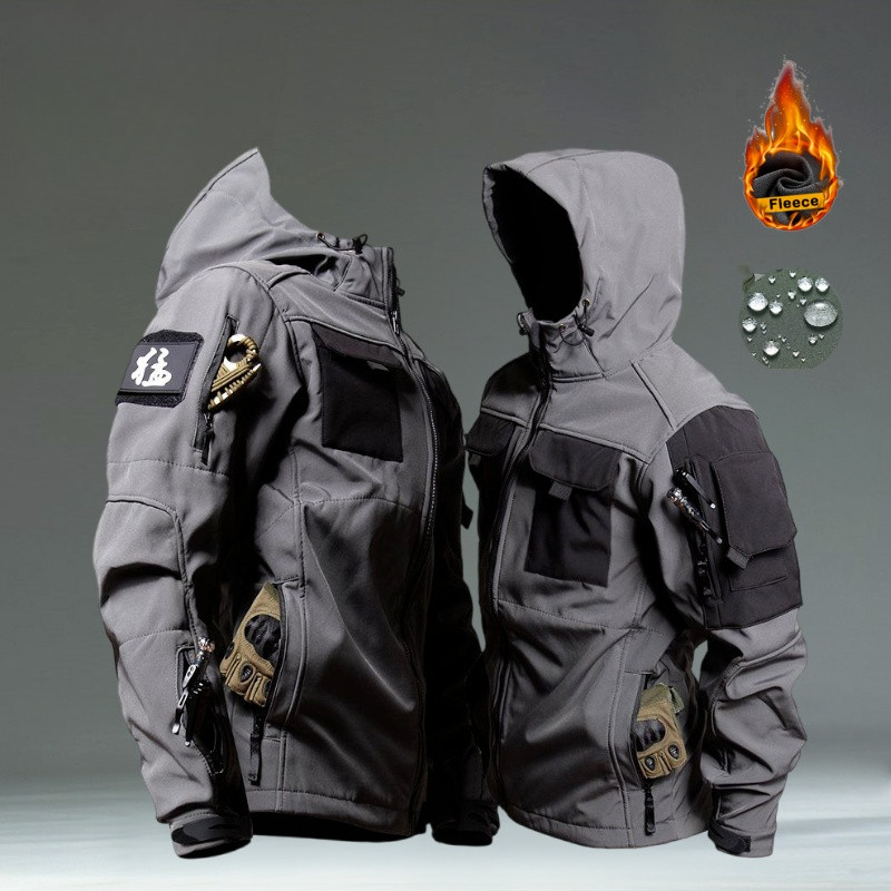Tops Winter Tactical Jackets Men Outdoor Waterproof Hood Windbreaker ...