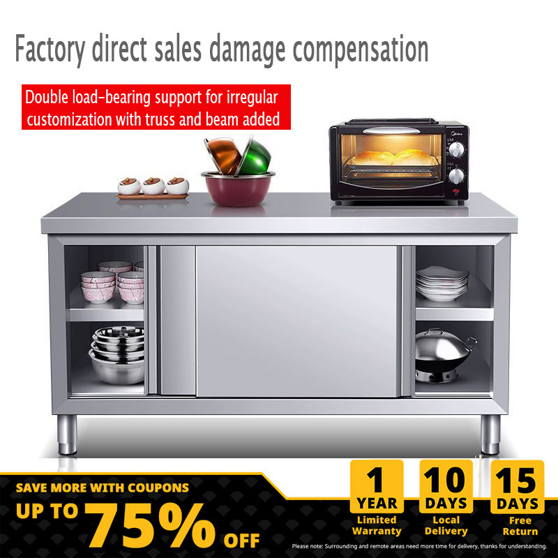 304 Stainless Steel Kitchen Cabinet Workbench Storage Cupboard Working ...