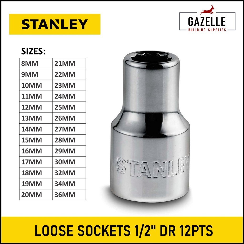 Stanley Loose Sockets 1/2" Dr 12Pts - 8MM to 36MM | Shopee Philippines