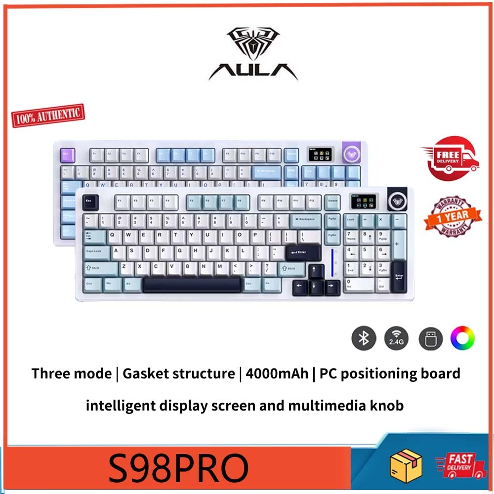 AULA S98pro three mode customized wireless mechanical keyboard, Gasket structure, RGB, full key ...